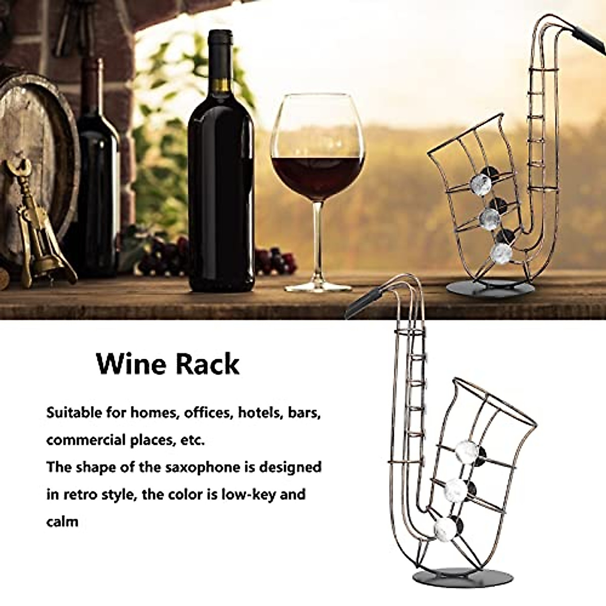 Horoper Decor Wine Holder Wine Rack, Wine Bottle Holder Metal Figurines Saxophone Practical Crafts Home Decoration Accessories,Wine Bottle Storage, Home Bar Decor Crafts