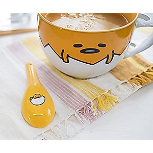 Silver Buffalo Gudetama Dangerous Situations Boxed Ceramic Soup Mug w/Spoon, 24-Ounce