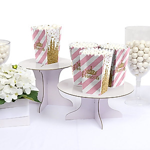 Big Dot of Happiness Little Princess Crown - Pink and Gold Princess Baby Shower or Birthday Party Favor Popcorn Treat Boxes - Set of 12