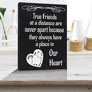 JennyGems Friend Gifts, Friends At a Distance Are Never Apart Wooden Sign, Going Away Gifts for Friends, Wall Hanging and Shelf Decor, Made in USA