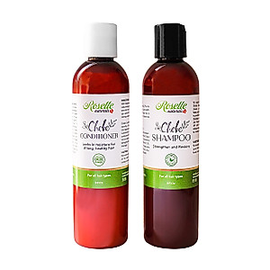 Roselle Naturals Chebe Shampoo and Conditioner for Hair Growth - Chebe Hair Shampoo and Conditioner Hair Growth Oil Duo with Chebe Oil and Rosemary Oil for Hair Growth, Hair Oil, 8 oz