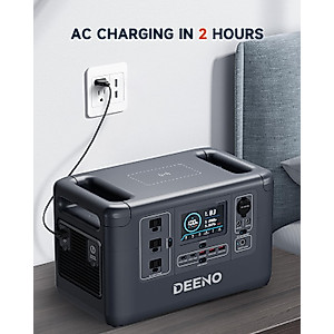 DEENO S1500 Portable Power Station 1500W(Peak 3000W), 1036Wh LiFePO4 Battery Solar Generator, Full Charge in 2 Hr, UPS Battery Backup for Home Backup Emergency Outdoor Camping(Solar Panel Optional)