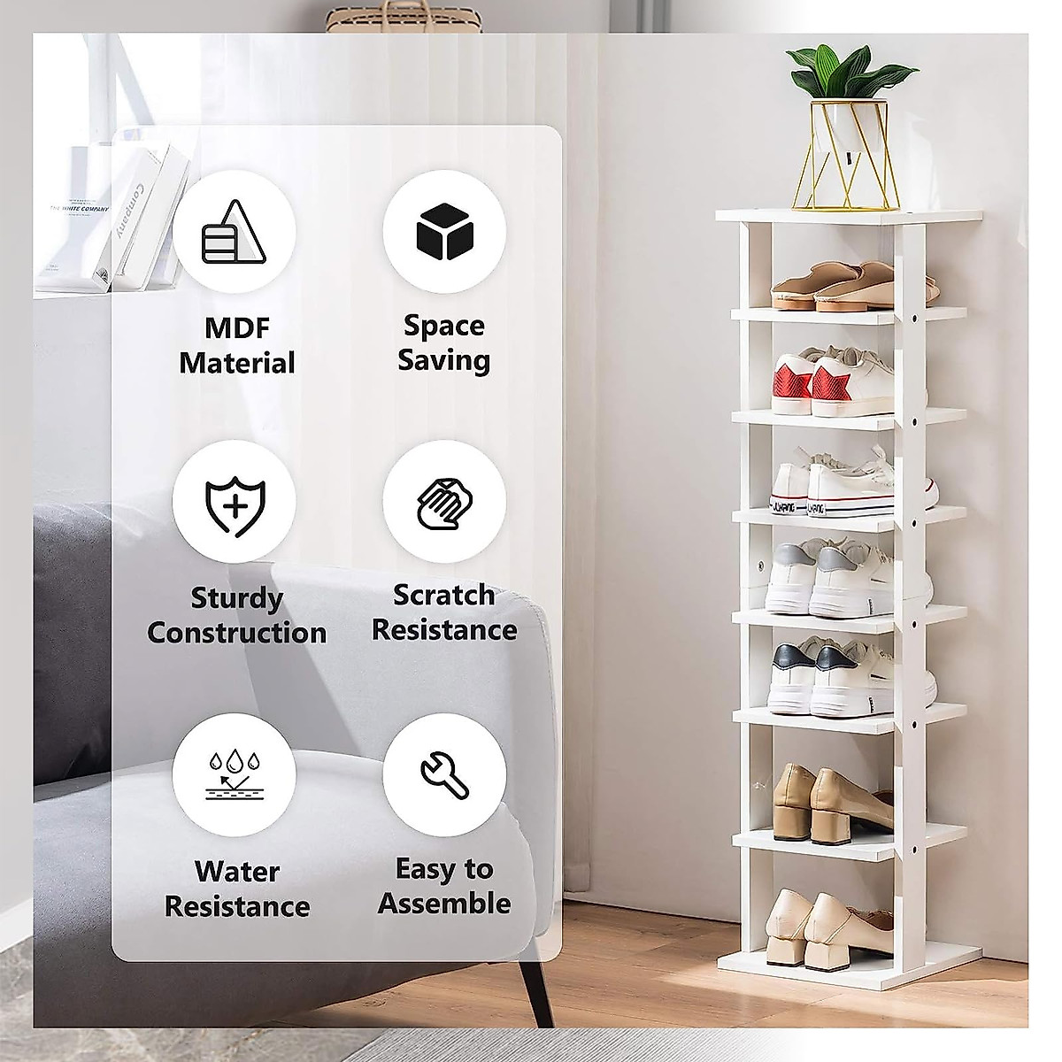 Jollebone Upgraded 14 Tier Shoe Storage, Flexible Combination Shoe Rack, Stackable Shoe Organizer for Closet Plastic Vertical Shoe Holder for Entryway Space Saving Narrow Shoe Cabinet (Black)