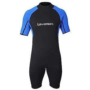 Lemorecn Wetsuits Adult's Premium Neoprene Diving Suit 3mm Shorty Jumpsuit (3037blue-XL)