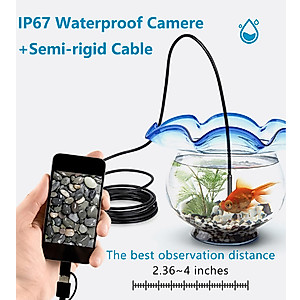 USB C Endoscope for OTG Android Phone, Computer, 5.5 mm Borescope Inspection Snake Camera Waterproof, 16.4 Ft Semi-Rigid Cord with 6 LED Lights, Compatible with Windows PC, MacBook