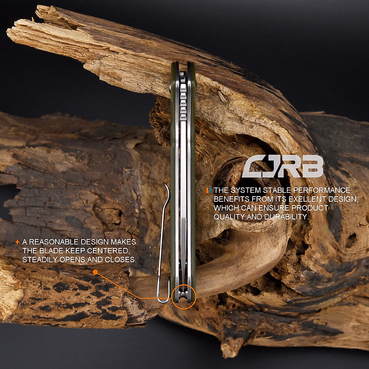 CJRB Pyrite-Alt (J1925A) Folding Pocket Knife with 3.11'' Stone Wash AR-RPM9 Wharncliffe Blade Green G10 Handle,Button Lock EDC Knife with Thumb Hole for Tactical,Outdoor,Hiking and Gift