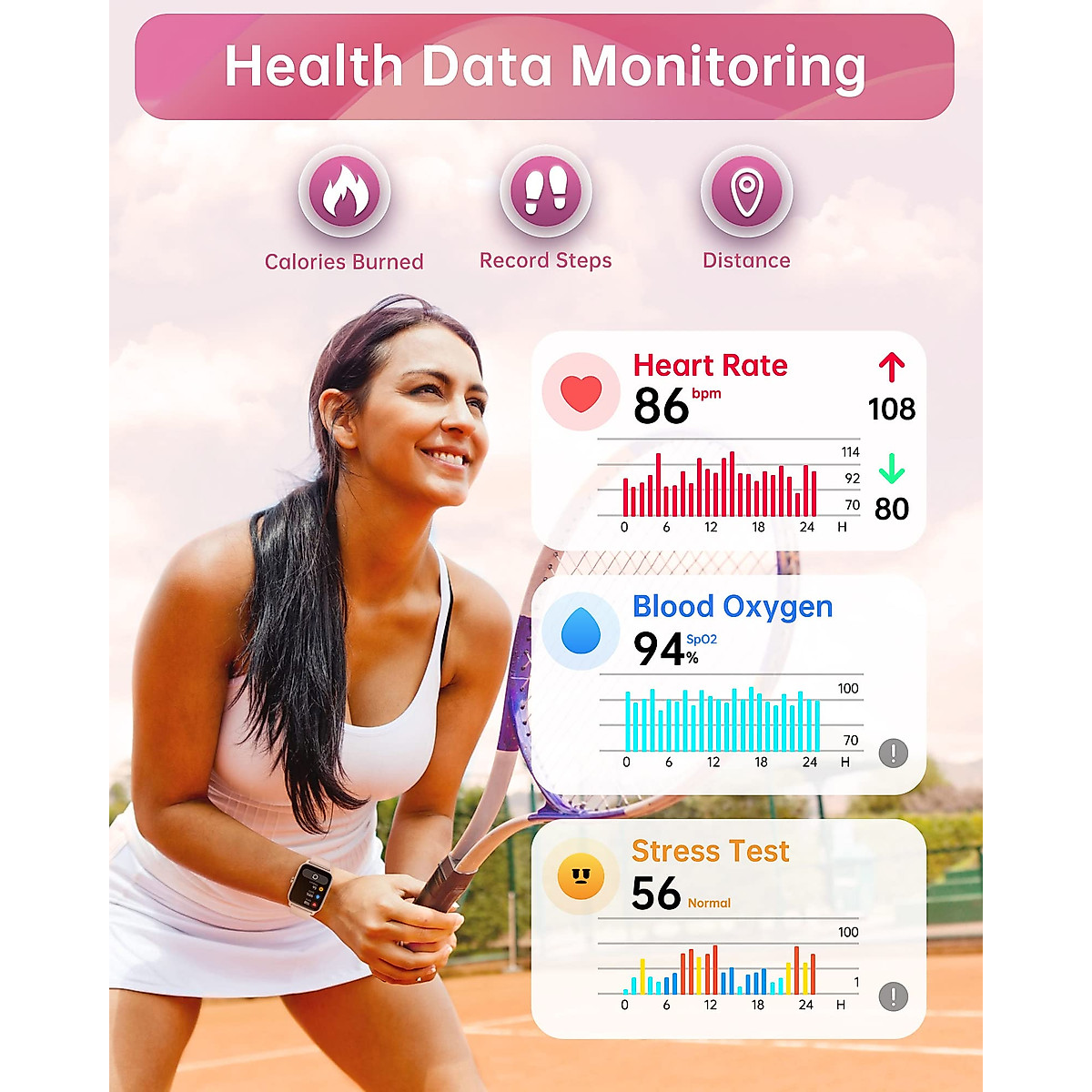 Smart Watches for Men Women (Answer/Make Call), Alexa Built in, 1.8" Full Touch Screen Fitness Tracker with Heart Rate SpO2 Sleep Monitor IP68 Waterproof Smart Watch for iPhone Android Phones, Pink