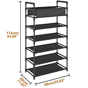 Calmootey 6-Tier Stackable Freestanding Shoe Rack, 2-in-1 Plus Storage Bag Sturdy Shoe Shelf, Non-Woven Fabric Entryway Shoe Shelf with Storage Organizer