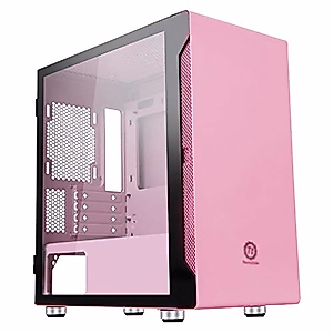 HDYD Pink ATX Case, Mid-Tower PC Gaming Case M-ATX/ITX - Front I/O USB 3.0 Port - Acrylic Side Panels - Support Water Cooling - Support 200mm Fan