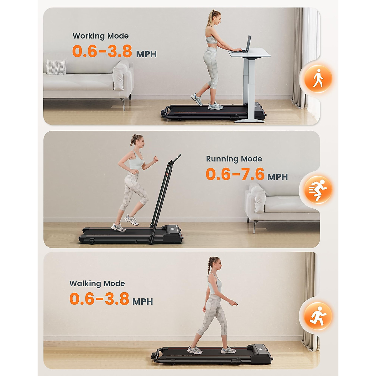 YOSUDA Treadmill,Under Desk Treadmill 3.0HP,2 in 1 Walking Pad Home/Office,Smart Walking Treadmill with App,Walking Jogging Machine with 265 lbs Weight Capacity Remote Control LED Display Black-T200