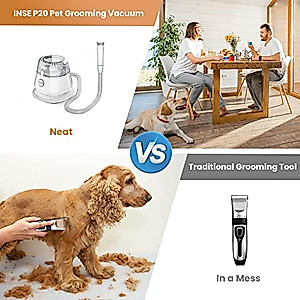 INSE Pet Grooming Vacuum, Dog Grooming Vacuum & Dog Grooming Kit Suction 99% Pet Hair, Large Dust Cup Pet Hair Vacuum with Clipper for Dogs, 5 Pet Grooming Tools for Shedding Pet Hair