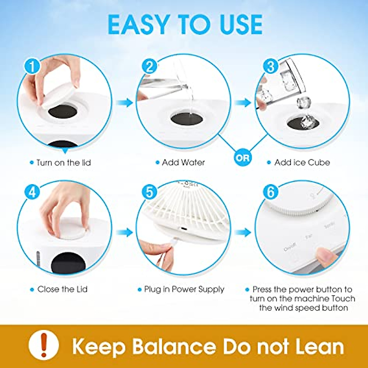 Air Cooler Fan Portable Air Conditioners Fan 2022 LCD Touch Screen Evaporative Air Cooler Portable Air Cooler for Bedroom, Office, Living Room,Classroom & More, for Summer Days & Nights