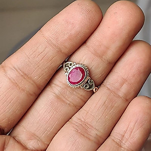 Ruby Stone Ring 925 Sterling Silver Statement Ring For Women Handmade Rings Gemstone Christmas Promise Ring Size US 11 Gift For Her