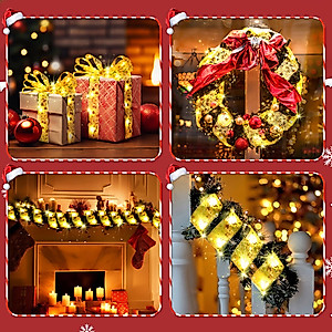 Lecone Christmas Tree Decorations, 2 Pack Christmas Ribbon Lights 40Ft 120 LED Copper Wire Fairy Lights with 8 Modes & Timer, USB or Battery Operated Christmas Lights for Tree Indoor (Warm Light)