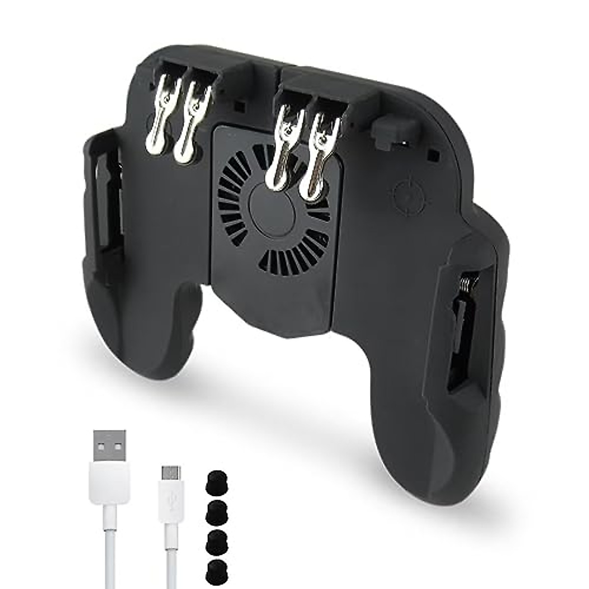 Vicue Mobile Phone Gamepad 4-IN-1 MULTITASK CONTROLLER with Cooling Fan/Phone Holder for Games PUBG/Fortnite/Call of Duty Compatible with 4.7”-6.5” iOS Android Phones