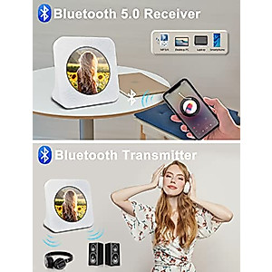 4000mAh Rechargeable Portable CD Player:Kpop Music Player with Bluetooth HiFi Speaker,Remote Control,LCD Display,Sleep Timer,Headphone Jack, Supports CD/Bluetooth/FM Radio/U-Disk/AUX