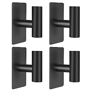 4 Pack Adhesive Wall Hooks Towel Hooks, Stainless Steel bathroom hooks, Heavy Duty Sticky Hooks for Hanging Coat, Hat, Towel, Robe, Key, Clothes, Closet Hook Wall Mount for Kitchen, Bathroom