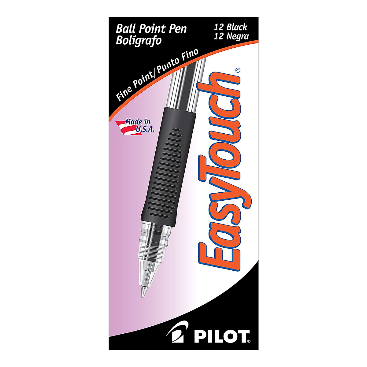 PILOT EasyTouch Ballpoint Stick Pens, Fine Point, Black Ink, 12-Pack (32001)