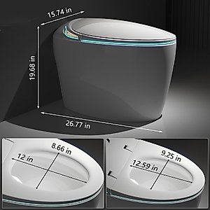 yifaeux Smart Bidet Toilet with Bidet Built in for Bathrooms, Toilet with Warm Water Sprayer & Dryer, Foot Sensor Operation, Heated Bidet Seat, Auto Smart Toilet with LCD Display White