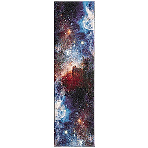 SAFAVIEH Galaxy Collection 2'3" x 8' Purple / Multi GAL109P Abstract Non-Shedding Living Room Entryway Foyer Hallway Bedroom Runner Rug