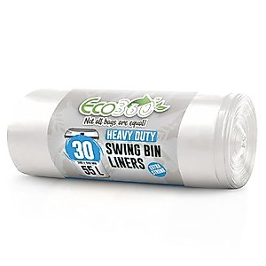 Ecobag 30 Heavy Duty Swing Bin Liners White EcoBag, 55Litre, (225)