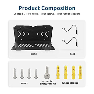 UPOK Wall Mount for PS5 - Accessories Playstation 5 Digital/Disc Edition Console Floating Shelf Behind TV, with 2 Detachable Controllers Holder Rack, Solid Metal Stand Kit, Easy Installation