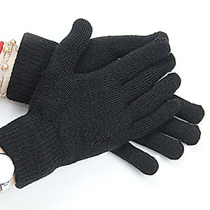 Koimcuiy Women's Gloves Ladies Magic Knit Gloves Solid Colors … (Black, M)