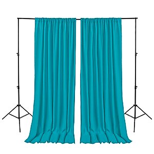 Hiasan Turquoise Backdrop Curtains for Parties, Polyester Photography Backdrop Drapes for Family Gatherings, Wedding Decorations, 5ftx10ft, Set of 2 Panels