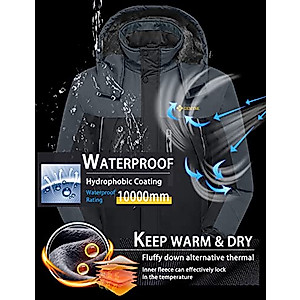 GEMYSE Men's Mountain Waterproof Ski Snow Jacket Winter Windproof Rain Jacket (Black,Small)