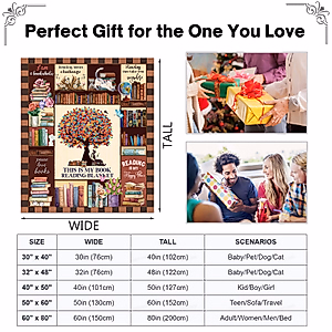 Reading Blanket for Book Lovers Gifts Blankets for Kids Librarian Gifts Throw Blanket Book Club Bookworm Gift Soft Plush Lightweight Flannel Fleece Blanket All Season for Couch Sofa, 40'' x 50''