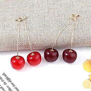 Cherry Earrings Dangle - JJBA JoJo Kakyoin Cute Anime Cosplay Jewelry - Sweet Fruit Earring Gift for Women