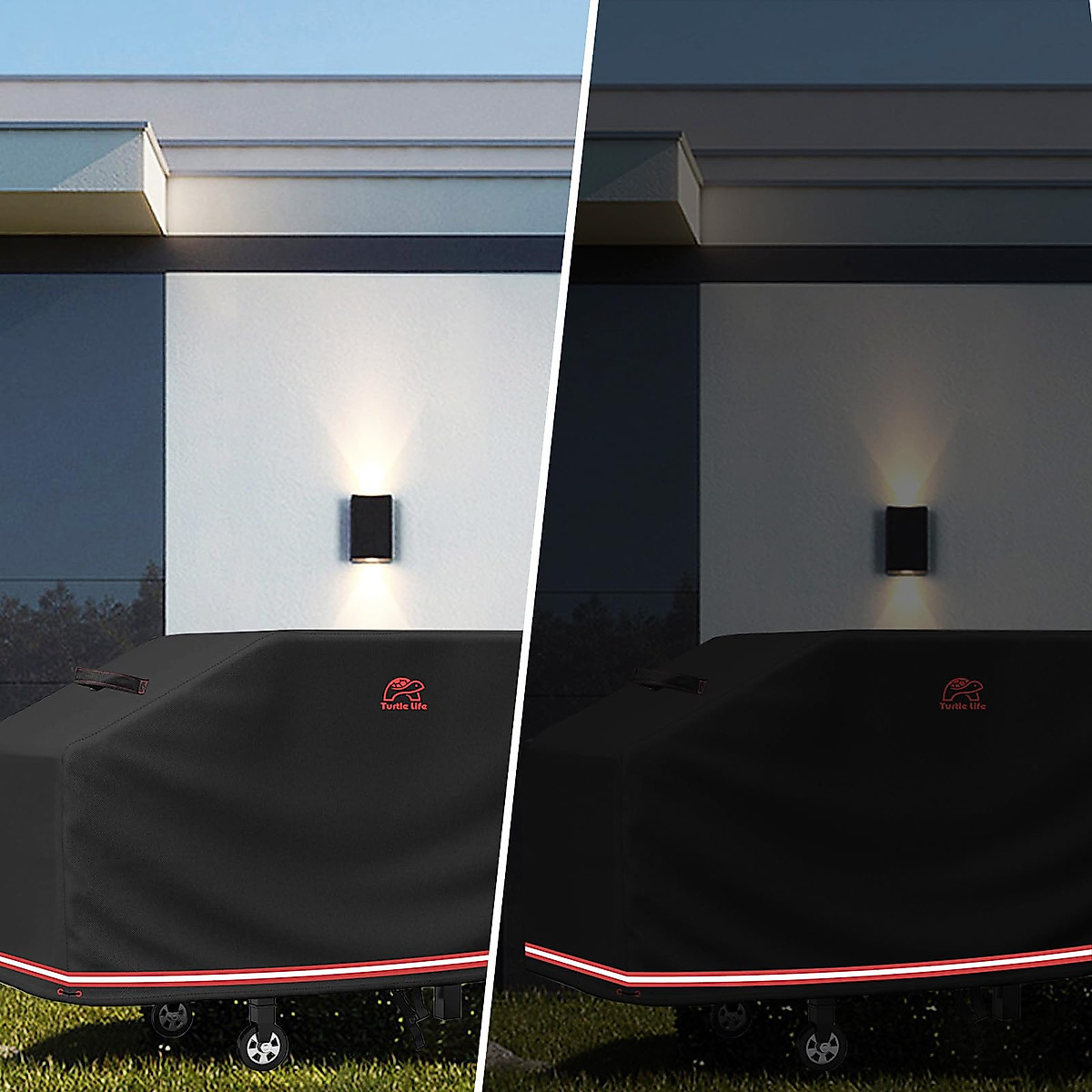 Turtle Life Grill Griddle Cover, Heavy Duty Flat Top Gas Smoke Grill Cover for 28" Blackstone Cooking Station, Medium, Black, 46" Wx24 Dx26 H