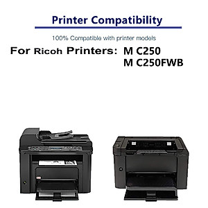 Jullu 4-Pack (BK+C+Y+M) Compatible High Capacity 408348+ 408349+ 408351+ 408350 Toner Cartridge Used for Ricoh M C250FWB, M C250 Printer