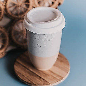 Nova Ceramics Tumbler Lid and Cup Sleeve Combo – Mug Cover Replacement, Silicone Lids for Cups Lid and Coffee Koozie, Reusable Silicone Coffee Sleeves for Mugs, White