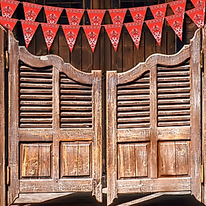 6 Pack Western Cowboy Party Decorations Bandana Pennant Banner Western Cowboy Wild West Red Pennant Banner for Western Party Supplies 12.46 x 6 ft