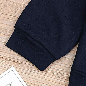 Guodeunh Boy Clothes Set for 1-5 Years,Toddler Baby Boys Kid Letter Print Hoodie Long Sleeve Tops Pattern Pants Fall Winter Sweatshirt (Navy, 3-4T)