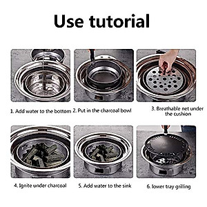 Portable BBQ Barbecue Charcoal Grill, Stainless Steel Reusable Japanese Korean Style Yakiniku Grill with Adjusted Air Valve for Outdoor Garden Party Beach(15.75x9.25x5.31inch)