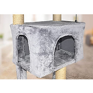 ROYPET Fashion Design 43.3" Cat Trees with Cat Houses,Grey