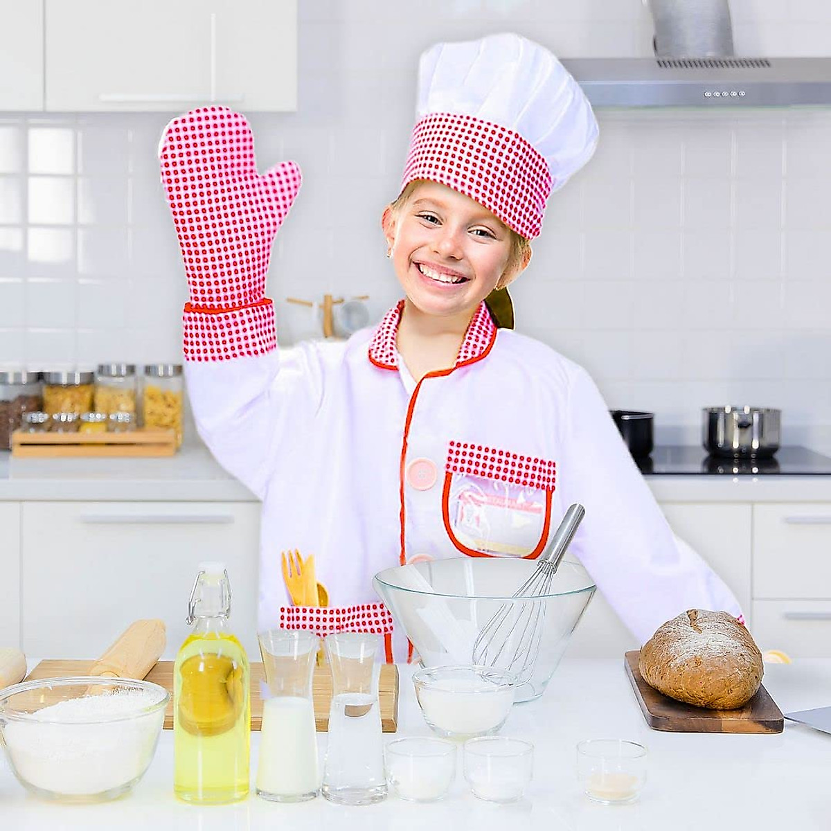 Chef Costume for Kids, Children's Chef's Coat Outfit, Career Costume for Kids, Toddler Dress Up Set for Pretend Play - Chef Accessories for Boys and Girls
