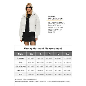 Orolay Women's Winter Oversized Cropped Puffer Jacket Zip Up Short Down Coat Stand Collar Baggy Overcoat Off-white Large