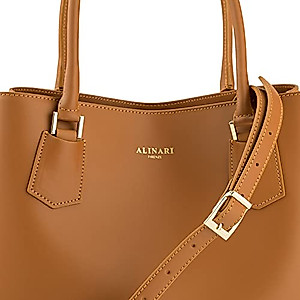 Alinari Firenze Leather Handbag for Women – Designer Tote Bag for Ladies in Elegant and Casual Style – Made in Italy (Camel)