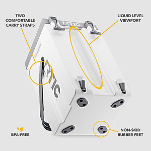 RTIC Halftime Water Cooler Portable Carrier Container, Drink Beverage Dispenser, Stackable with 2 Taps, Bottleless, BPA-Free, for Sports, Camping, BBQ, Parties, Picnic, & More, White