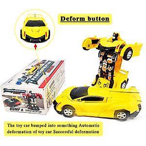 FQDVM Transforming Toy Cars - Robot Car Toy 2 in 1 Deformation Car- Inertia Toy Car Gift for Boys Girls Age 3+(Yellow)