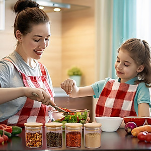 JuneHeart 4OZ Glass Spice Jars Set with Bamboo Lids and 194 Labels, 20 Pcs Clear Food Storage Containers for Pantry Kitchen Sugar Salt Coffee Tea Beans