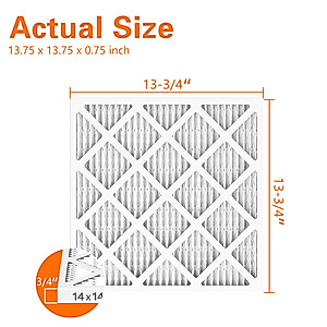 14x14x1 AC Furnace Air Filters, MERV 8 Dust Defense (4-Pack), JASENG MPR 600 Pleated HVAC Air Filter Replacement (exact dimensions: 13 3/4"x13 3/4"x3/4")