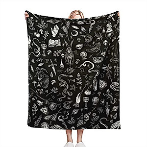 Halloween Gothic Blanket Decoration Fleece Lightweight Throws Gift for Birthday Christmas Soft Flannel Blankets for All Season Bed Home Bedroom Living Room Sofa 50*60 Inches