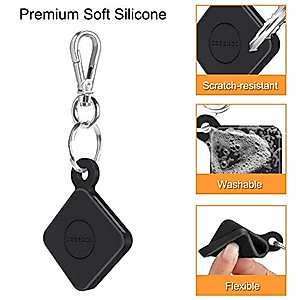 Fintie Silicone Case with Carabiner Keychain for Tile Pro (2020 & 2018), Anti-Scratch Lightweight Soft Protective Sleeve Skin Cover, Black