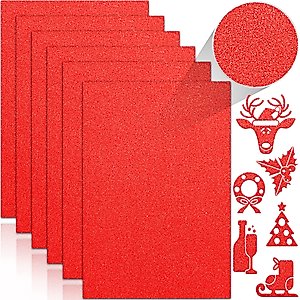 Twavang 24 Sheets Red Glitter Cardstock Paper, A4 Premium Sparkly Paper for Scrapbook, DIY Projects, Party Decoration, Gift Box Wrapping 250GSM/92lb