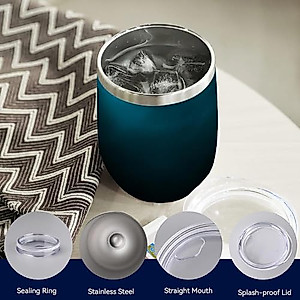 silichee 20 Oz Stainless Steel Wine Tumbler with Lid Abstract Black Background Blue Corner Insulated Tumblers Vacuum Coffee Mugs for Hot and Cold Drinks,Coffee,Wine