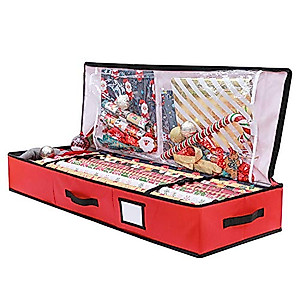 Ohuhu Wrapping Paper Storage Containers, Gift Wrap Organizer, Wrapping Paper Holder, 600D Oxford Cloth Tear-Resistant and Waterproof, 40.5'' Fits 18-24 Standers Rolls (red)